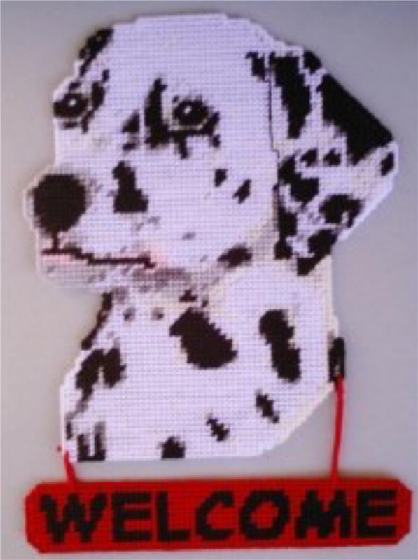 "Dalmatian Welcome Sign" | Plastic Canvas Pattern