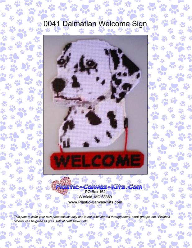 "Dalmatian Welcome Sign" | Plastic Canvas Pattern