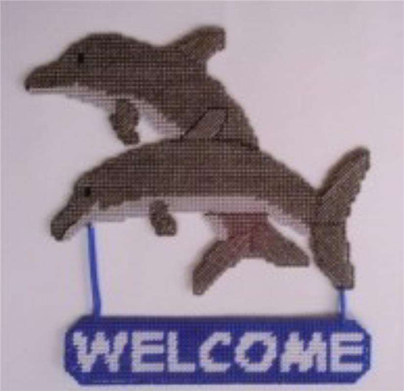 "Dolphin Welcome Sign" | Plastic Canvas Pattern