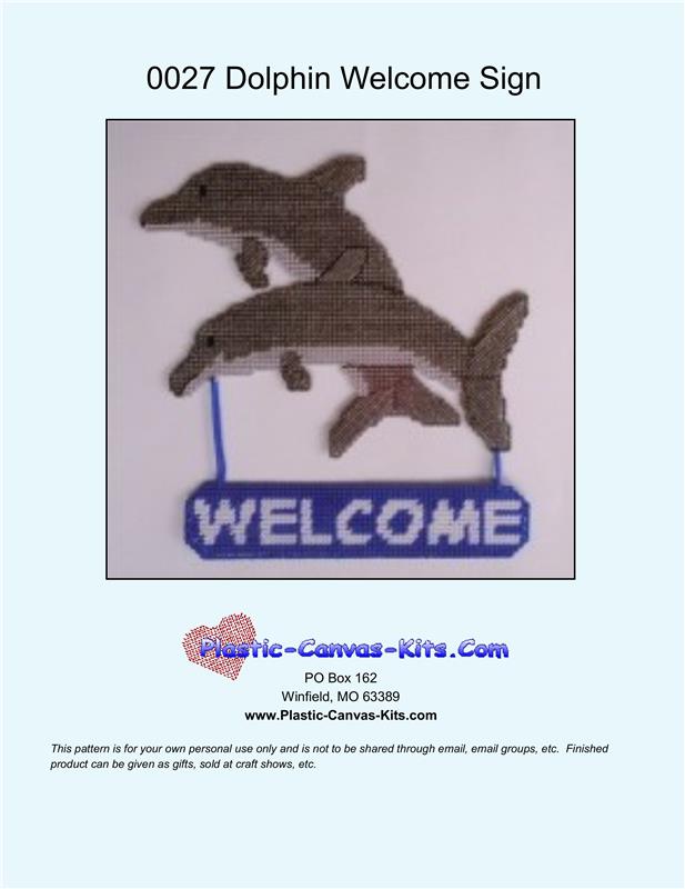 "Dolphin Welcome Sign" | Plastic Canvas Pattern