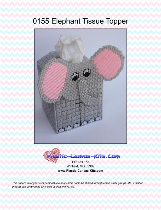 "Elephant Tissue Topper" | Plastic Canvas Pattern