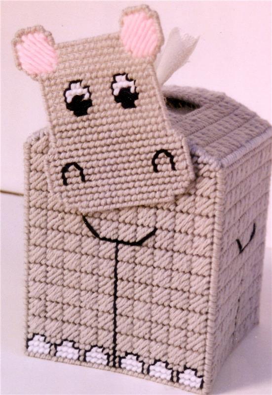 "Hippo Tissue Topper" | Plastic Canvas Pattern