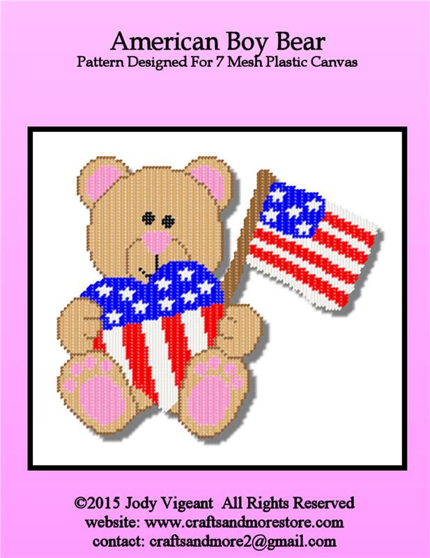 "American Boy Bear" | Plastic Canvas Pattern
