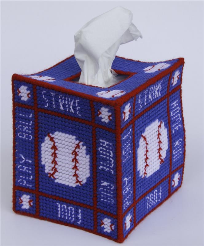 "Baseball Tissue Topper" | Plastic Canvas Pattern