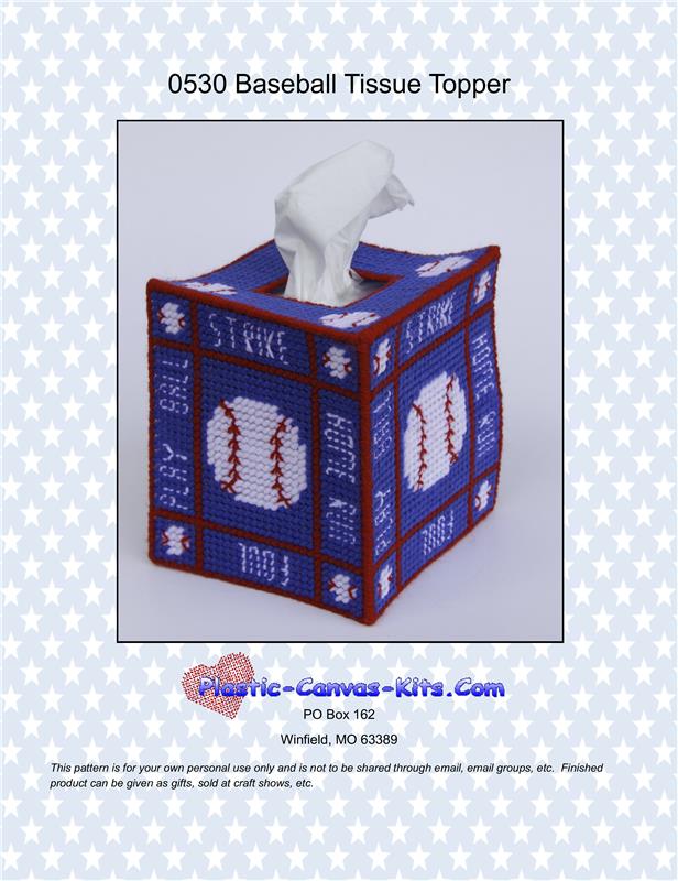 "Baseball Tissue Topper" | Plastic Canvas Pattern