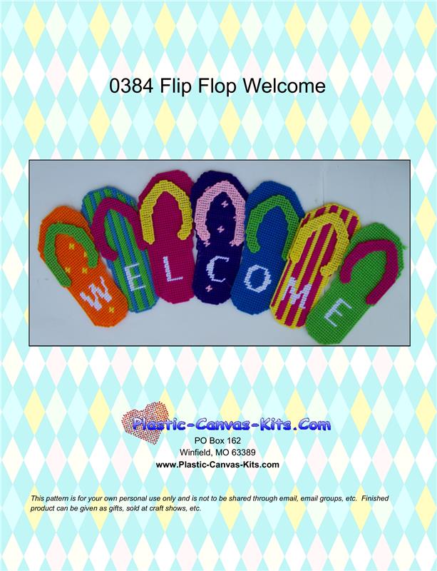 "Flip Flop Welcome Sign" | Plastic Canvas Pattern