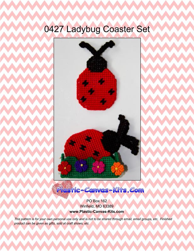 "Ladybug Coaster Set" | Plastic Canvas Pattern