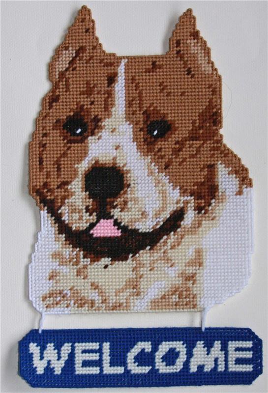 "Pitbull Welcome Sign" | Plastic Canvas Pattern