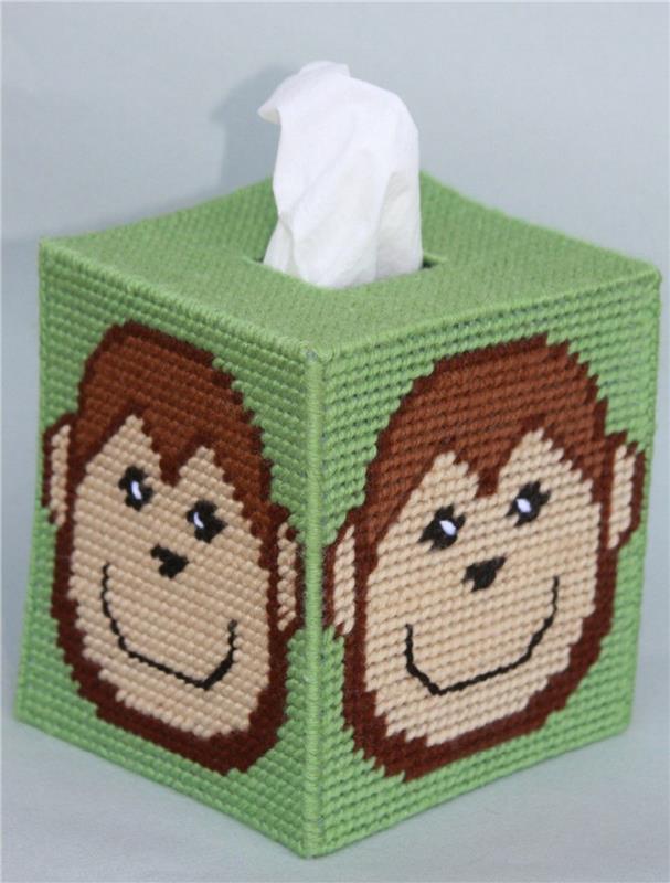 "Monkey Tissue Topper" | Plastic Canvas Pattern