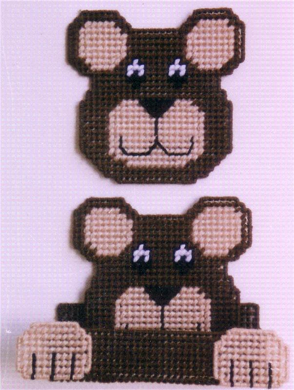 "Teddy Bear Coaster Set" | Plastic Canvas Pattern