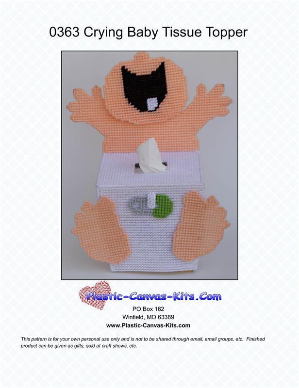 "Crying Baby Tissue Topper" | Plastic Canvas Pattern