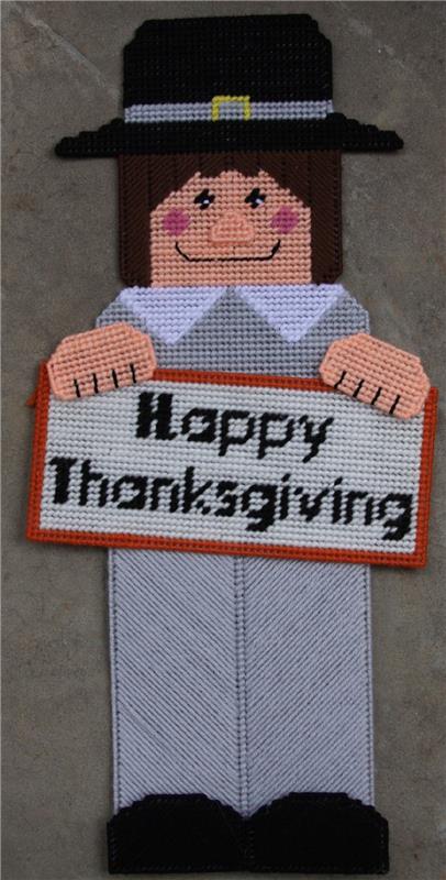 "Happy Thanksgiving Pilgrim Door Hanger"