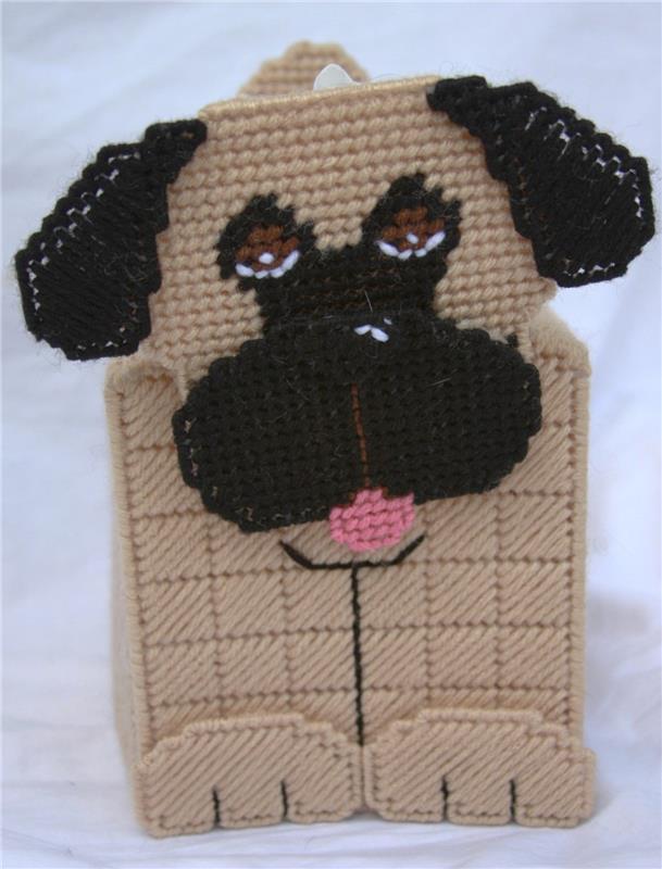 "Pug 3-D Tissue Topper" | Plastic Canvas Pattern