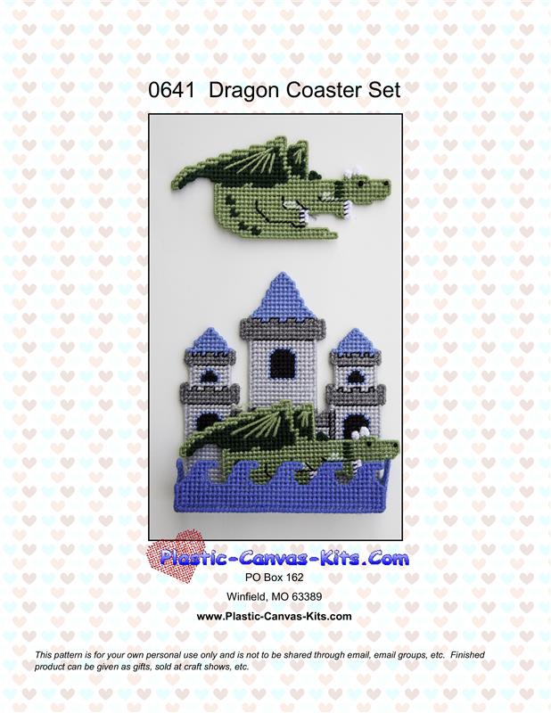 "Dragon Coaster Set" | Plastic Canvas Pattern