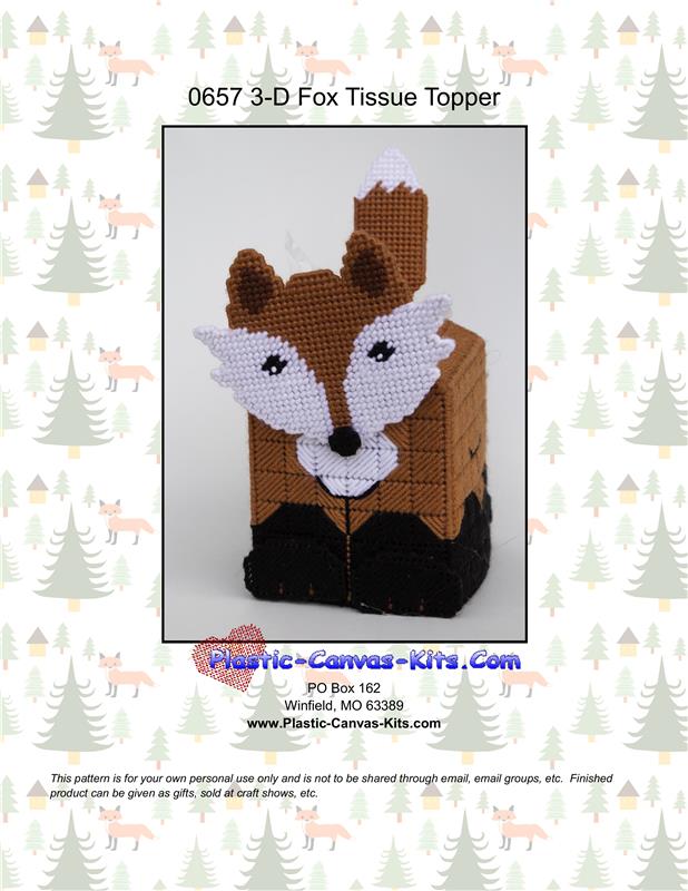 "Fox 3-D Tissue Topper" | Plastic Canvas Pattern