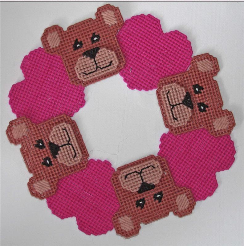 "Teddy Bear and Hearts Valentine's Wreath"
