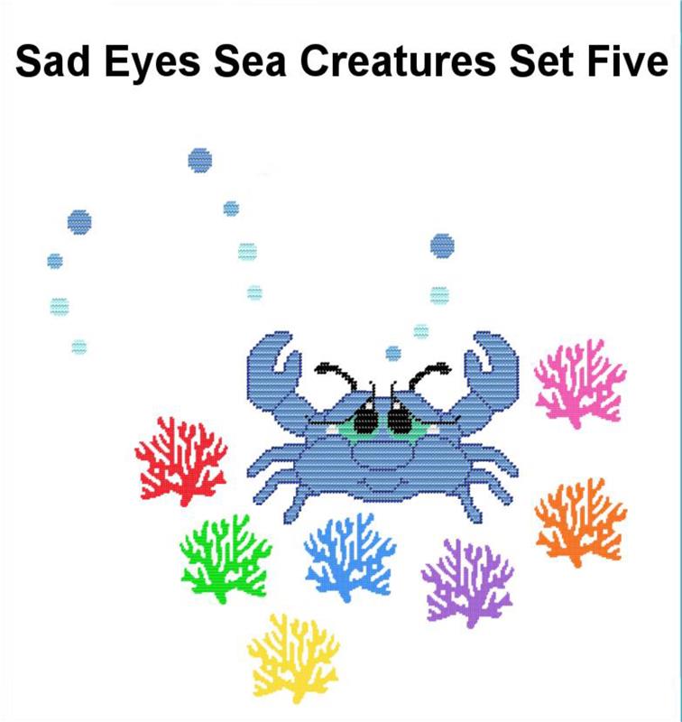 "Sad Eyes Sea Creatures Set Five"