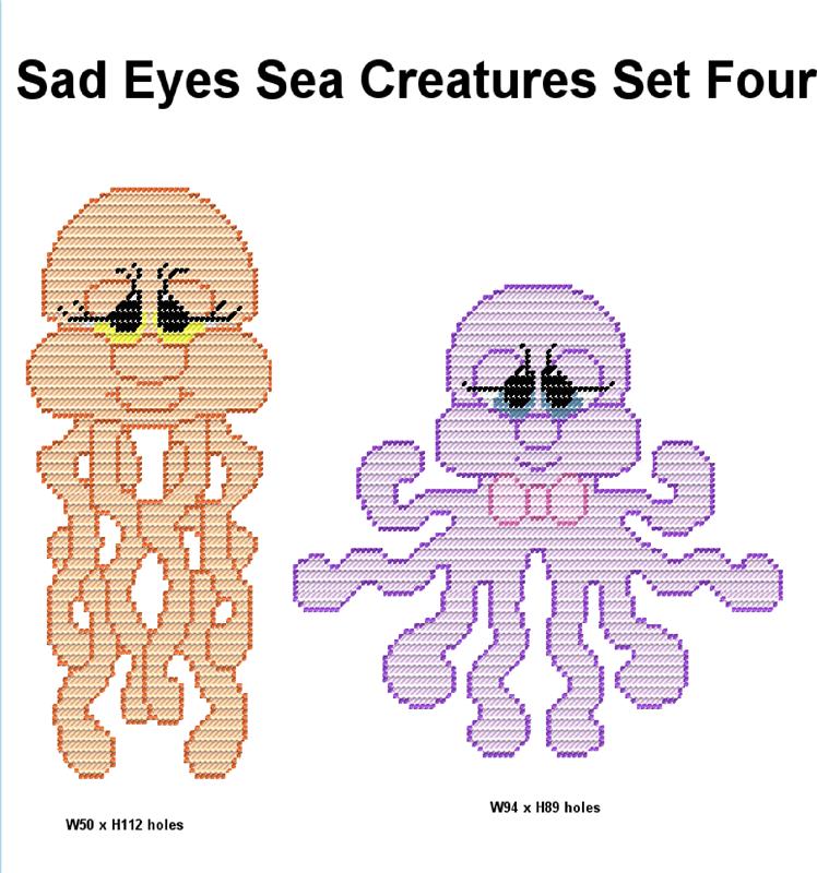 "Sad Eyes Sea Creatures Set Four"