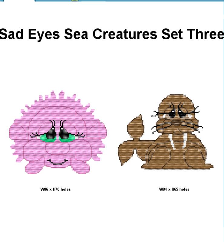 "Sad Eyes Sea Creatures Set Three"