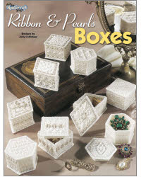 "Ribbon and Pearls Boxes" | Plastic Canvas Pattern