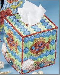 "Stamped Tissue Topper" | Plastic Canvas Pattern