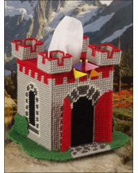 "Castle Tissue Topper" | Plastic Canvas Pattern