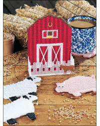 "Barn Coaster Set" | Plastic Canvas Pattern