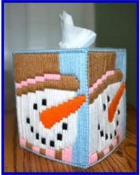 "Snowman Long Stitch Tissue Box Cover"