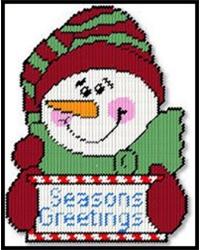 "Seasons Greetings Snowman" | Plastic Canvas Pattern