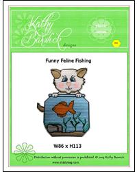 "Funny feline Fishing" | Plastic Canvas Pattern