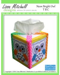 "Neon Bright Owl Tissue Box Cover"