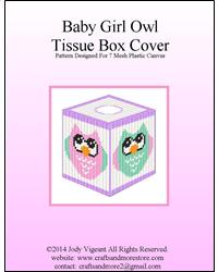 "Baby Girl Owl Tissue Box Cover"