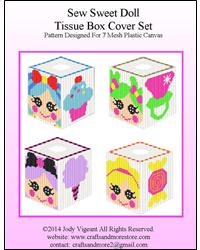 "Sew Sweet Dolls Tissue Box Cover Set"