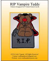 "RIP Vampire Teddy" | Plastic Canvas Pattern