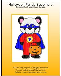 "Halloween Panda Superhero" | Plastic Canvas Pattern