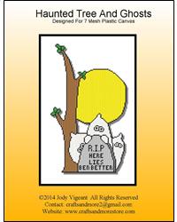 "Haunted Tree And Ghosts" | Plastic Canvas Pattern