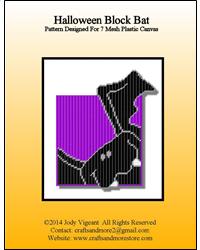"Halloween Block Bat" | Plastic Canvas Pattern