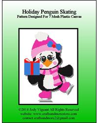 "Holiday Penguin Skating" | Plastic Canvas Pattern
