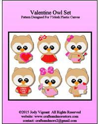 "Valentine Owl Set" | Plastic Canvas Pattern