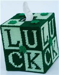 "LUCK Tissue Topper" | Plastic Canvas Pattern