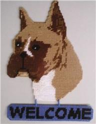 "Boxer Welcome Sign" | Plastic Canvas Pattern