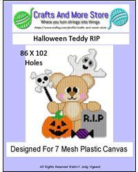 "Halloween Teddy RIP 2017" | Plastic Canvas Pattern