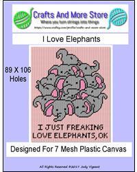 "I Love Elephants 2017" | Plastic Canvas Pattern