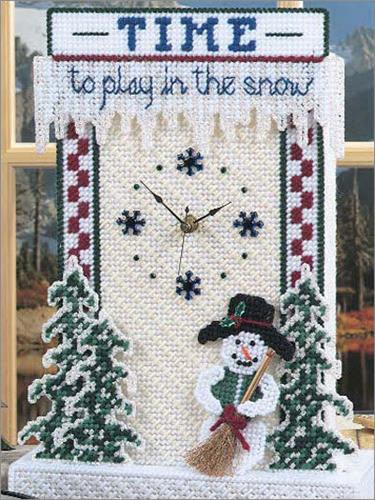 "Snowman Clock" | Plastic Canvas Pattern