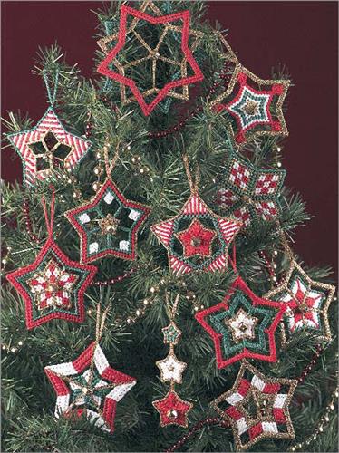 "Christmas Stars Ornaments" | Plastic Canvas Pattern