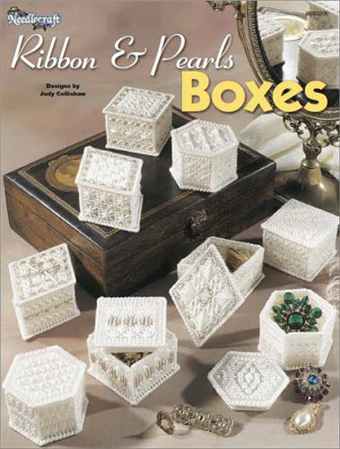 "Ribbon and Pearls Boxes" | Plastic Canvas Pattern