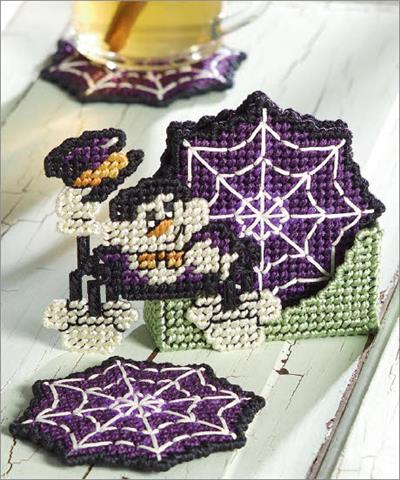 "Spooky Spider Coaster Set" | Plastic Canvas Pattern