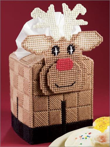 "Rudolph Tissue Topper" | Plastic Canvas Pattern