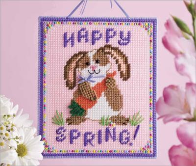 "Happy Spring Wall Hanging" | Plastic Canvas Pattern