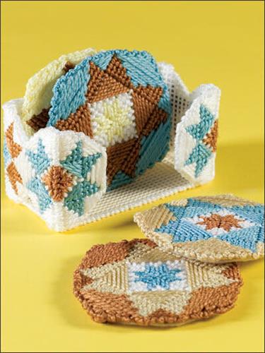 "Star Quilt Coasters" | Plastic Canvas Pattern
